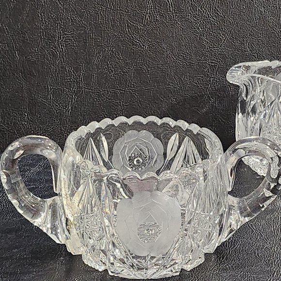 Dining | Vintage Crystal Rose Sugar And Creamer Set Cut Glass Mcm ...